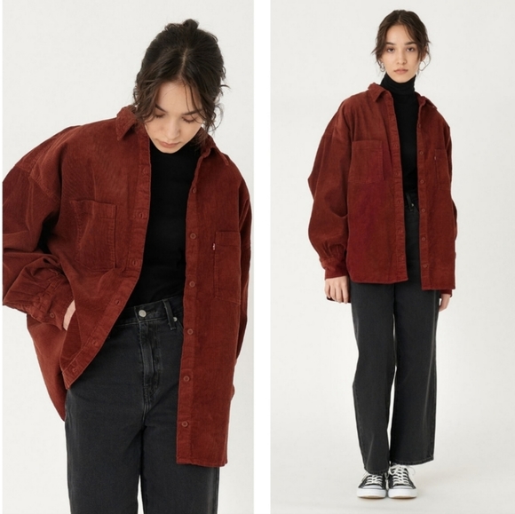 Levi's | Tops | Levis Corduroy Button Up Shacket Rust Oversized Elliot Utility Layer Boho Fall ...
